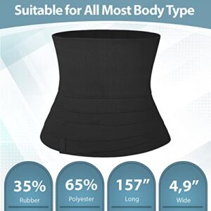 HADAN Invisible Waist Trainer For Women Under Clothes | Stomach Wraps For Belly Fat, Wrap Waist Trainer For Postpartum Women, With 6 Strong Adhesive Points, Plus Size - 157x4,9x0,06 Inch Black