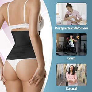 HADAN Invisible Waist Trainer For Women Under Clothes | Stomach Wraps For Belly Fat, Wrap Waist Trainer For Postpartum Women, With 6 Strong Adhesive Points, Plus Size - 157x4,9x0,06 Inch Black