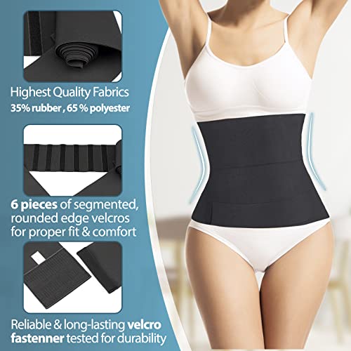 HADAN Invisible Waist Trainer For Women Under Clothes | Stomach Wraps For Belly Fat, Wrap Waist Trainer For Postpartum Women, With 6 Strong Adhesive Points, Plus Size - 157x4,9x0,06 Inch Black