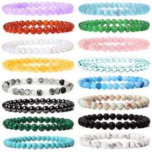 wainis 16pcs 6mm gemstone beaded bracelets for women tiny crushed stone crystal bracelet beaded couples stretch unisex stretch bracelets jewelry