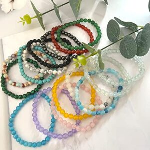 WAINIS 16PCS 6mm Gemstone Beaded Bracelets for Women Tiny Crushed Stone Crystal Bracelet Beaded Couples Stretch Unisex Stretch Bracelets Jewelry