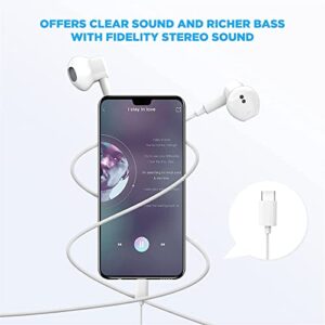 2 Pack USB C Headphones, In-Ear Earbuds with Microphone & Remote Control Noise Cancelling Wired Type C Earphones, Compatible with Android Smartphone Galaxy S20/Note 20/Pixel 5, iPad Pro 2020