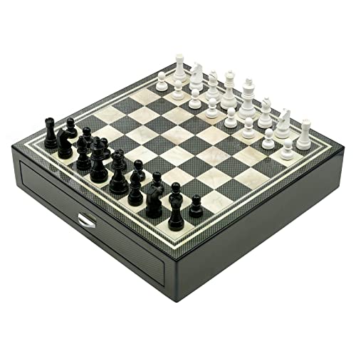 Woodronic 15" Handmade Chess Set, High Gloss Chess Box with Wood Chessmen, Classic Strategy Board Games for Kids and Adults, Perfect for Decor and Casual Play