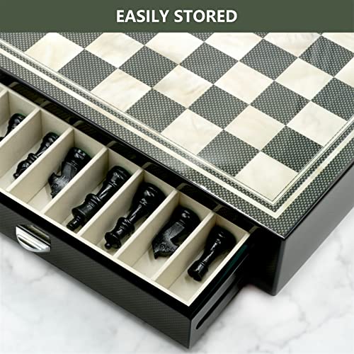 Woodronic 15" Handmade Chess Set, High Gloss Chess Box with Wood Chessmen, Classic Strategy Board Games for Kids and Adults, Perfect for Decor and Casual Play