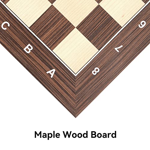 Woodronic 21" Professional Wood Chess Board, Tournament Chess Board with 2.25" Squares, Ideal Gift for Chess Players