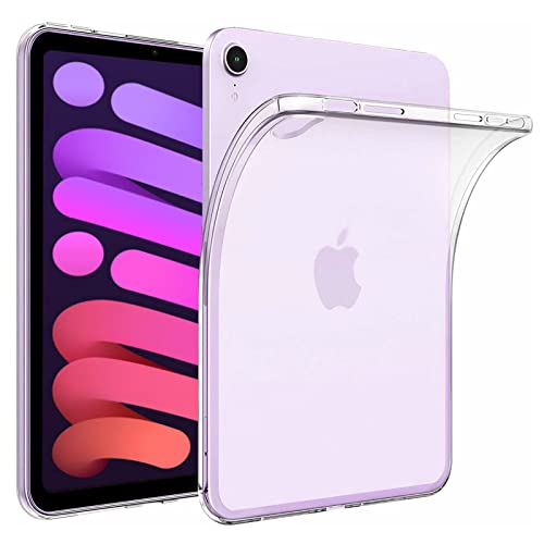 Clear Case for iPad Mini 6th Generation 8.3 inch 2021, Supports 2nd Gen Apple Pencil Charging, Soft Slim Lightweight Transparent TPU Back Cover Compatible with 8.3" iPad Mini 6