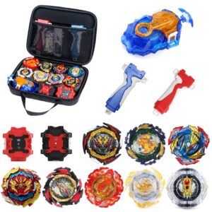 owenkelng bey burst gyro toy set great birthday gift for boys children kids 6 8+ metal fusion attack top grip blade set with battling game storage box 8 top burst gyros 3 two-way launcher 2 handles