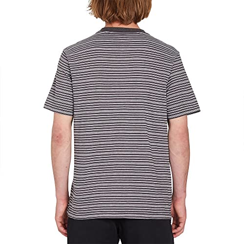 Volcom Men's Regular Static Stripe Crew Shirt, Black, Medium