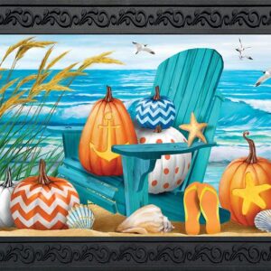 Briarwood Lane Fall at The Beach Doormat Autumn Nautical Pumpkins 30" x 18"