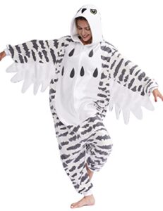 lzbxbxda unisex adult snowy owl onesie one piece pajamas animal christmas costume homewear sleepwear for women men