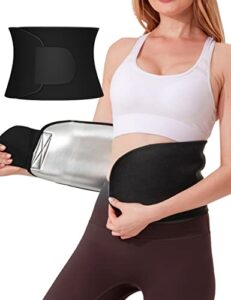 portzon waist trainer for women weight loss, waist trimmer sweat belt for women men stomach trainer for women sauna belt tummy toner low back and lumbar support sauna suit effect