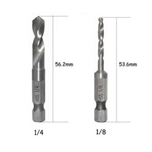 SeonFook 5PCS Stubby Drill Bit Set Short Drill Bits HSS 4241 Steel 1/4" Quick Change Hex Shank 3/32, 1/8, 3/16, 1/4, 5/16 Inch for Woodworking