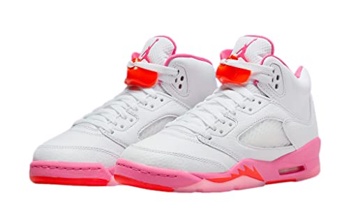 Jordan Boy's Jordan 5 Retro (Big Kid) White/Pinksicle/Safety Orange 5 Big Kid M