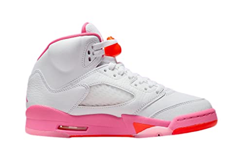 Jordan Boy's Jordan 5 Retro (Big Kid) White/Pinksicle/Safety Orange 5 Big Kid M