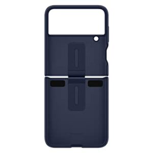 SAMSUNG Galaxy Z Flip 4 Silicone Cover with Ring, Protective Phone Case with Finger Loop, Matte Finish, Bold Style, Handheld Design, US Version, Navy