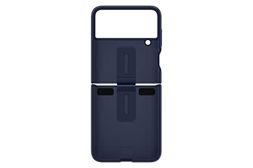 SAMSUNG Galaxy Z Flip 4 Silicone Cover with Ring, Protective Phone Case with Finger Loop, Matte Finish, Bold Style, Handheld Design, US Version, Navy