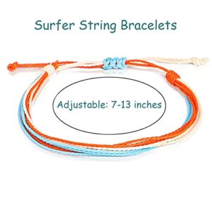 Palotay 15PCS Summer Surfer String Woven Anklet Bracelets Adjustable Handmade Waterproof Braided Bracelet String Beach Boho Anklet Bracelets Friendship Colorful Woven Rope Jewelry for Women Girls 16PCS Color