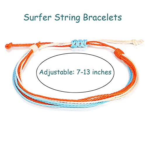 Palotay 15PCS Summer Surfer String Woven Anklet Bracelets Adjustable Handmade Waterproof Braided Bracelet String Beach Boho Anklet Bracelets Friendship Colorful Woven Rope Jewelry for Women Girls 16PCS Color