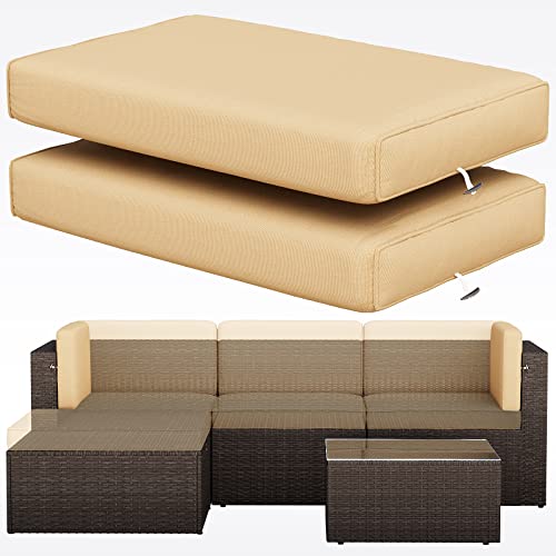 Miehoous Patio Cushion Covers, Windproof Water Resistant Outdoor Sectional Sofa Replacement Cushion Covers with Zipper, Covers Only (13X22X3 2Pack)