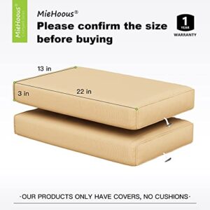 Miehoous Patio Cushion Covers, Windproof Water Resistant Outdoor Sectional Sofa Replacement Cushion Covers with Zipper, Covers Only (13X22X3 2Pack)