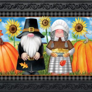 Briarwood Lane Thanksgiving Gnomes Doormat Pumpkins Sunflowers Humor 30" x 18"