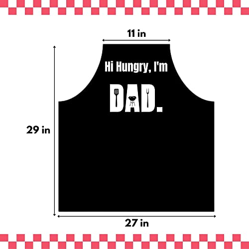 Funny Aprons for Men, Gifts for Fathers Day, Hi Hungry, I’m Dad - Mens Apron, Dad Apron for Kitchen with Pockets, BBQ Grilling Aprons, Birthday Gifts for Dad Son Husband