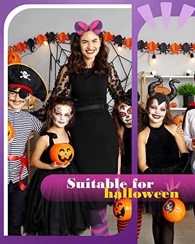 Striped Cat Costume for Girls Women, Cat Ears, Furry Tail, Striped Socks for Halloween Cosplay (Purple, Pink)