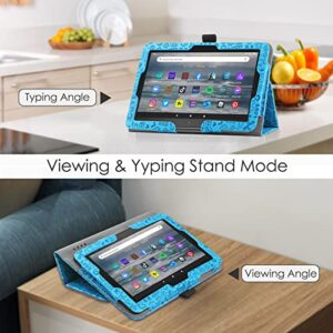 HGWALP Case for All-New Amazon Fire 7 Tablet (Only Compatible with 12th Generation, 2022 Release),Slim Premium PU Leather Folding Stand Cover for Amazon Fire 7 Tablet with Auto Wake/Sleep-Blue