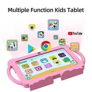 YOBANSE Kids Tablet, 7 inch Tablet for Kids 3GB RAM 32GB ROM Android 11.0 Toddler Tablet with Bluetooth, WiFi, GMS, Parental Control, Dual Camera, Shockproof Case, Educational, Games(Light Pink)