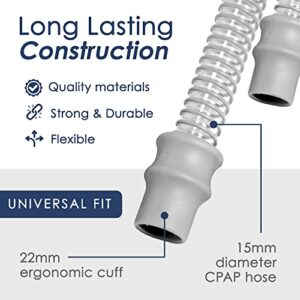 Resway CPAP Tubing | White 15mm Diameter | Universal CPAP Hose Compatible with Most Machines & Masks | Easy-Grip 22mm Ergonomic Cuff for Secure Fit | Lightweight Flexible Tube - 6 Feet Long