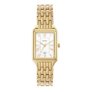 fossil women's raquel quartz stainless steel three-hand watch, color: gold (model: es5220)