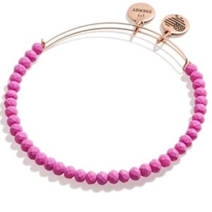 Alex and Ani Accents Beaded Expandable Bangle for Women, Matte Brilliance, Fuchsia Beads, Rafaelian Antique Rose Finish, 2 to 3.5 in