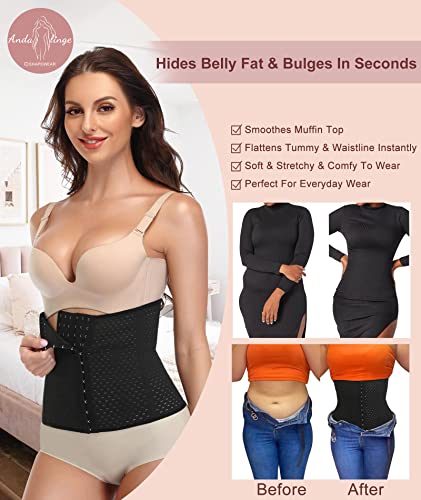 Andalinge Waist Trainer for Women Weight Loss Girdle Upgraded Hourglass Waist Cincher Shaper with Steel Bones Extender