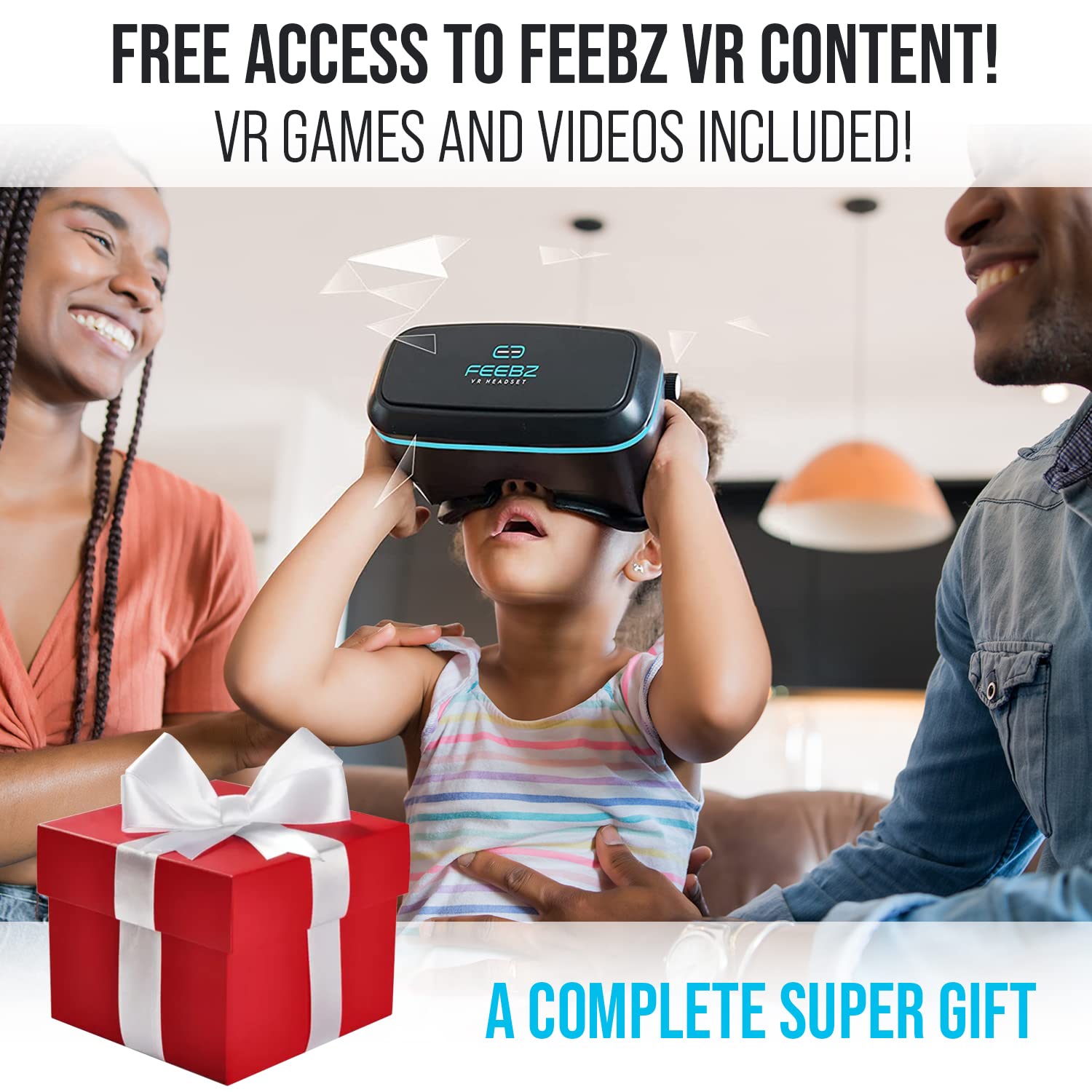 VR Headset for Android - for Kids | Includes Built-in Button + BT Remote Controller for Android | Virtual Reality Goggles Set for Phones 4.5"-6.5" - Blue