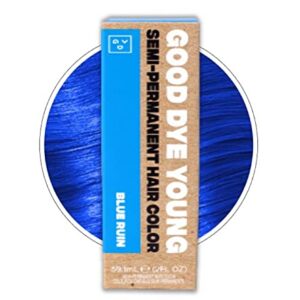 Good Dye Young Streaks and Strands Semi Permanent Hair Dye (Blue Ruin) – UV Protective Temporary Hair Color Lasts 15-24+ Washes – Conditioning Blue Hair Dye – PPD free Hair Dye - Cruelty-Free & Vegan Hair Dye