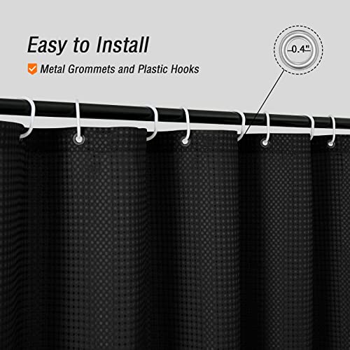 Gibelle Black Shower Curtain, Waffle Weave Textured Fabric Shower Curtain for Bathroom - Soft Cloth & Hotel Spa Luxury, Water Repellent, Machine Washable, 72X72, Black