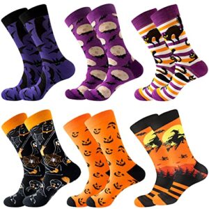 boardfeb 6 pairs halloween socks for men women girls funny halloween novelty crew fuzzy socks pumpkin bat ghost pattern casual cotton sock halloween gifts