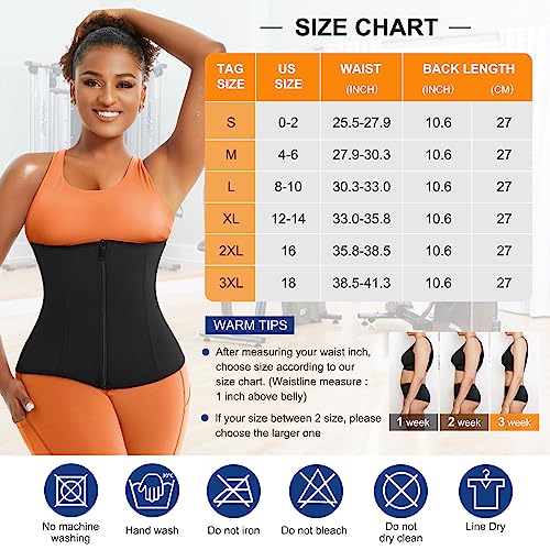 TrainingGirl Women Waist Trainer Trimmer Corset Weight Loss Tummy Wrap Workout Belt Sweat Belly Band Sports Girdle Sauna Suit Black