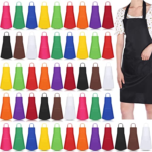 36 Pack Bib Apron Bulk Cotton Aprons for Women with Pockets Unisex Chef Kitchen Apron Washable Plain Apron Cooks Apron for Kitchen Cooking Restaurant BBQ Painting Crafting, 12 Colors()