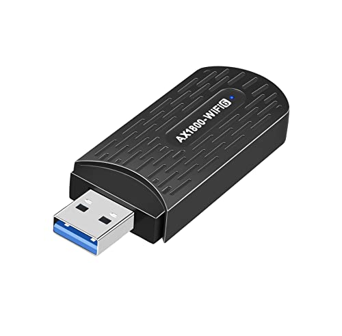 WiFi 6 Adapter,WiFi Dongle for Desktop PC,WiFi Dongle,USB WiFi 6E Adapter,AX1800Mbps,USB3.0 Dual Band 2.4GHz/574Mbps & 5GHz/1201Mbps High Speed,Support Win 10/11