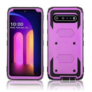 Asuwish Phone Case for LG V60 ThinQ V60ThinQ 5G G9 Thin Q Cover Hybrid Rugged Shockproof Hard Drop Proof Full Body Protective Heavy Duty Mobile Cell Accessories LGV60 V 60 60ThinQ 60V Women Purple