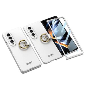 baili samsung z fold 4 case with ring,ultra -thin z fold 4 case,galaxy z flip 4 case,military grade drop protective case,(ring,silver)