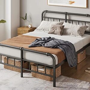 FSCHOS King-Bed-Frame-and-Headboard & Footboard, 14 Inch High, Metal Platform King-Size-Bed-Frame, Premium Steel Heavy Duty Bed Frame No Box Spring Needed, Easy Assembly, Black