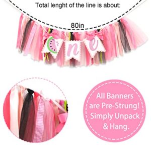 Watermelon High Chair Banner - One in A Melon Watermelon Theme,Pink Watermelon,Watermelon Party Decorations,Smash Cake Photo Prop Backdrop,Girls Firs,Summer Fruit Theme Watermelon First Birthday Party Decorations