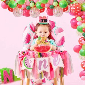 Watermelon High Chair Banner - One in A Melon Watermelon Theme,Pink Watermelon,Watermelon Party Decorations,Smash Cake Photo Prop Backdrop,Girls Firs,Summer Fruit Theme Watermelon First Birthday Party Decorations