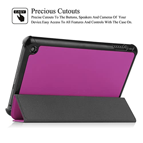 REASUN Case for All-New Fire 7 Tablet (12th Generation, 2022 Release), Slim Lightweight Trifold Stand Cover with Auto Sleep/Wake Case for New Amazon Kindle Fire 7 12th Generation 2022, Purple