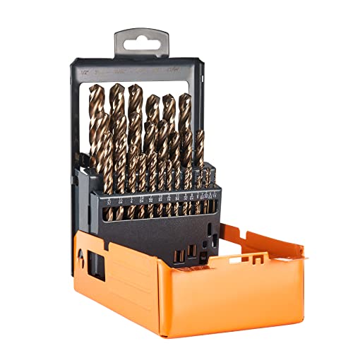 Anfrere 29pcs Cobalt Drill Bits Set, M35 Drill Bits for Cutting Hard Metal Hardened Steel Wood, Three Flute 1/16 to 1/2 Inch Twist Drill Bit Set for Corded or Cordless Power Drills Home Tools, 1029…