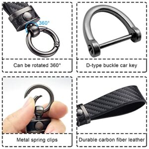 OSIFIT Carbon Fiber Style Car Keychain, Universal Detachable Leather keychain, 360 Degree Rotatable with Anti-Lost D-Ring