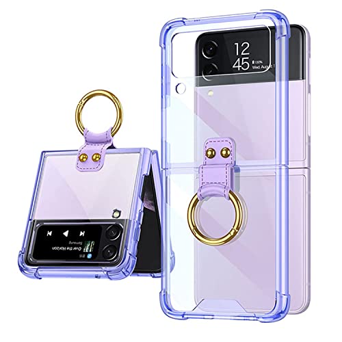 SHIEID Samsung Z Flip 4 Case, Galaxy Z Flip 4 Clear Case with Ring Stand Protective Cover for Samsung Galaxy Z Flip 4 5G