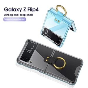 SHIEID Samsung Z Flip 4 Case, Galaxy Z Flip 4 Clear Case with Ring Stand Protective Cover for Samsung Galaxy Z Flip 4 5G